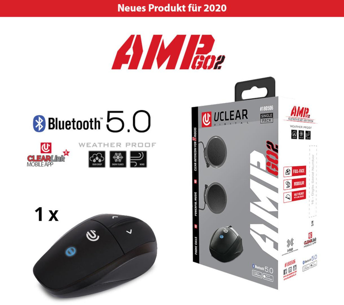 Intercomunicador Uclear AMP Go 2 Single – Vvasser Moto Art